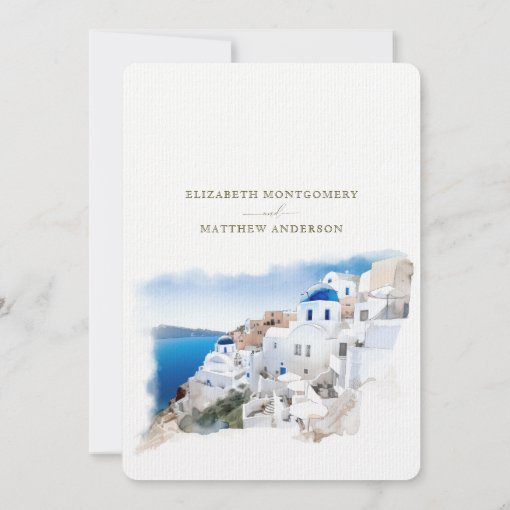 Oia Village Santorini Island Greece Wedding Invita Invitation | Zazzle