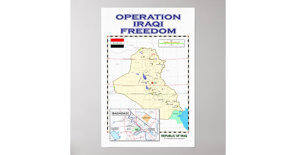 OIF - Iraq map poster | Zazzle