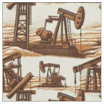 Oil Gas Rig Drilling Print Fabric 9" | Zazzle