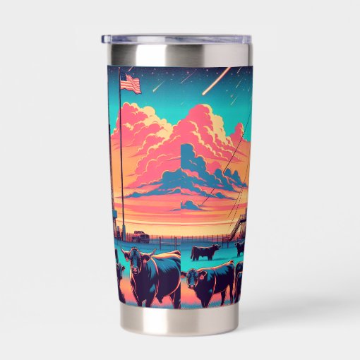 Oil And Gas Industry Rig Cattle American Flag Insulated Tumbler | Zazzle