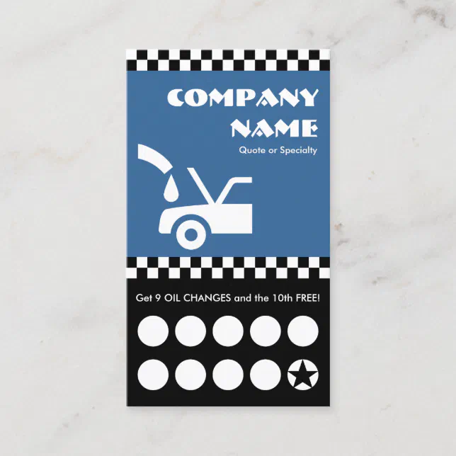 oil change checkers punchcard loyalty card | Zazzle