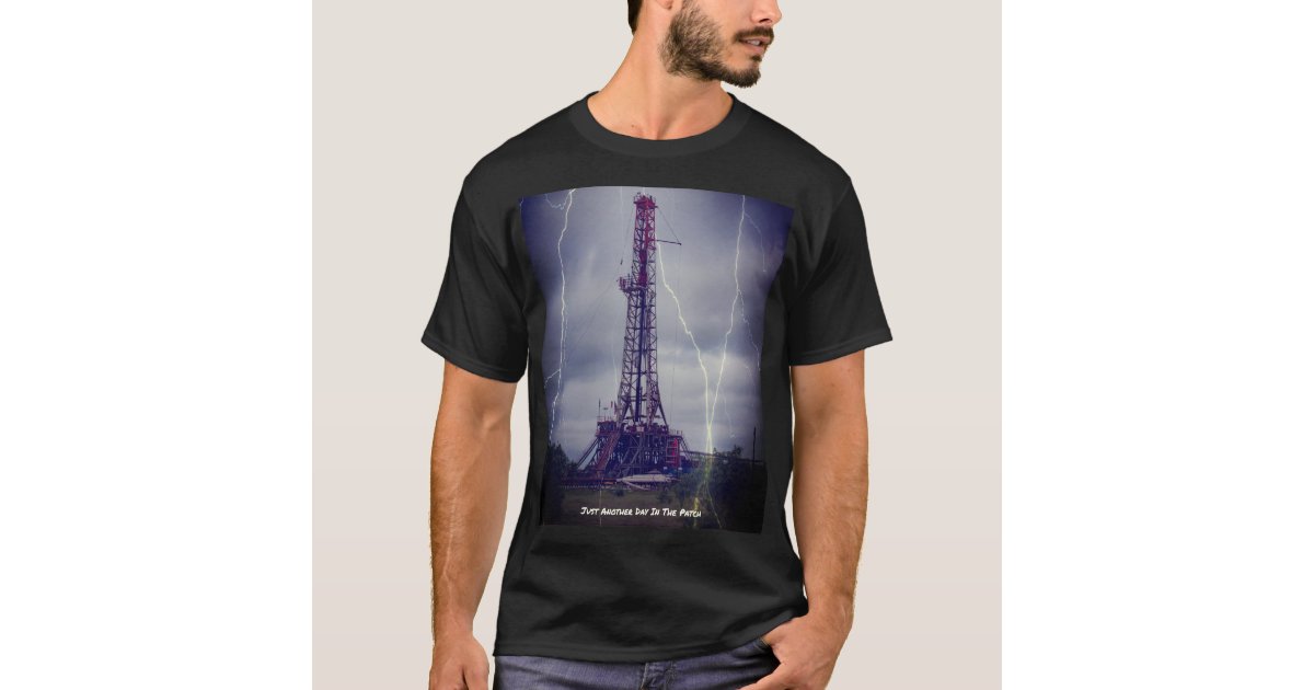 Oil Drilling Rig Lightning T-Shirt | Zazzle