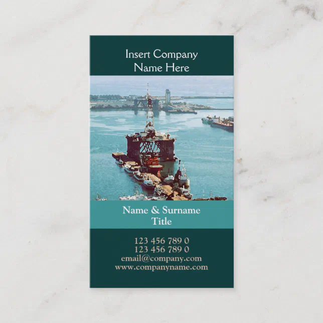 Oil drilling rig watercolor customizable business card | Zazzle