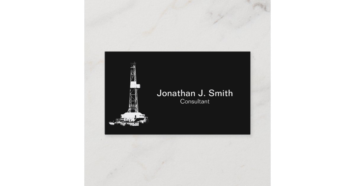 Oil Drilling Rig White Silhouette Business Card | Zazzle