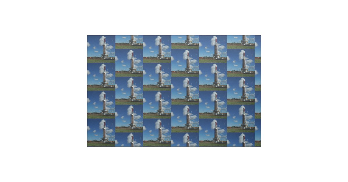 Oil Gas Rig Drilling Print Fabric 9" | Zazzle