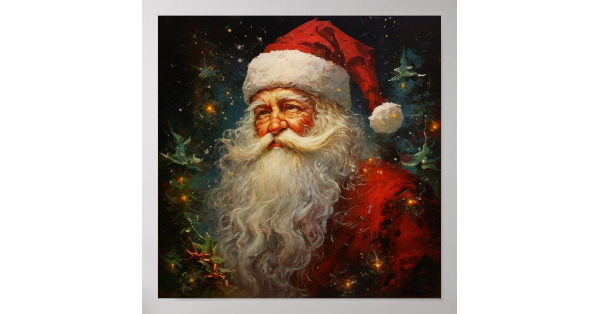 Oil Painting of Santa Claus Poster | Zazzle
