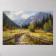 Oil painting winding path forest meadow out west poster | Zazzle