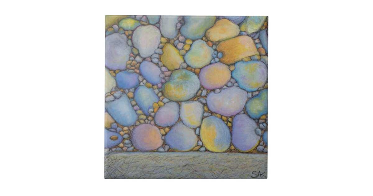 Oil Pastel River Rock and Pebbles Tile | Zazzle