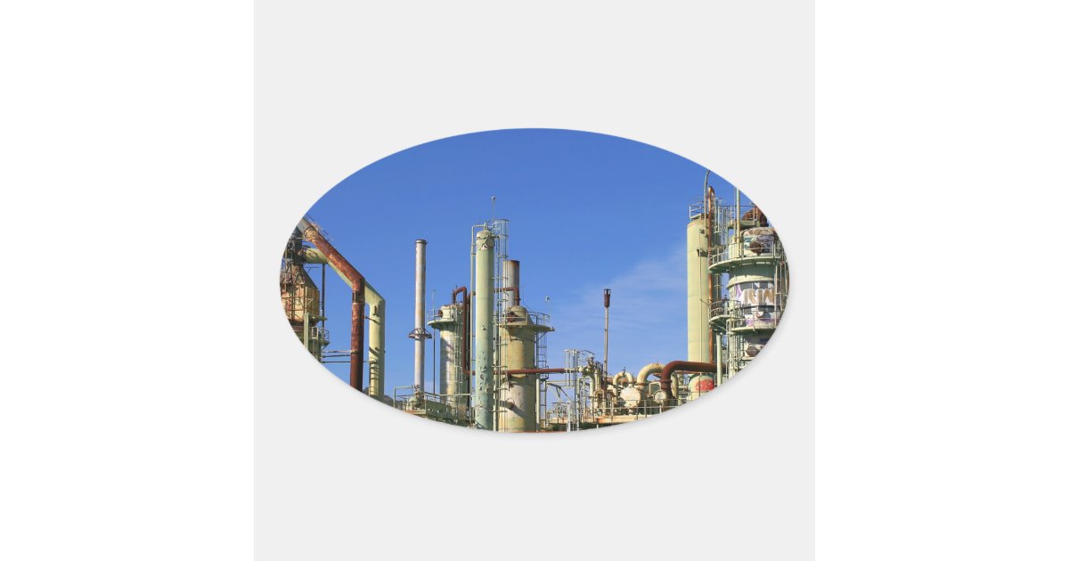 Oil Refinery Oval Sticker | Zazzle