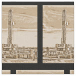 Oil Gas Rig Drilling Print Fabric 9" | Zazzle