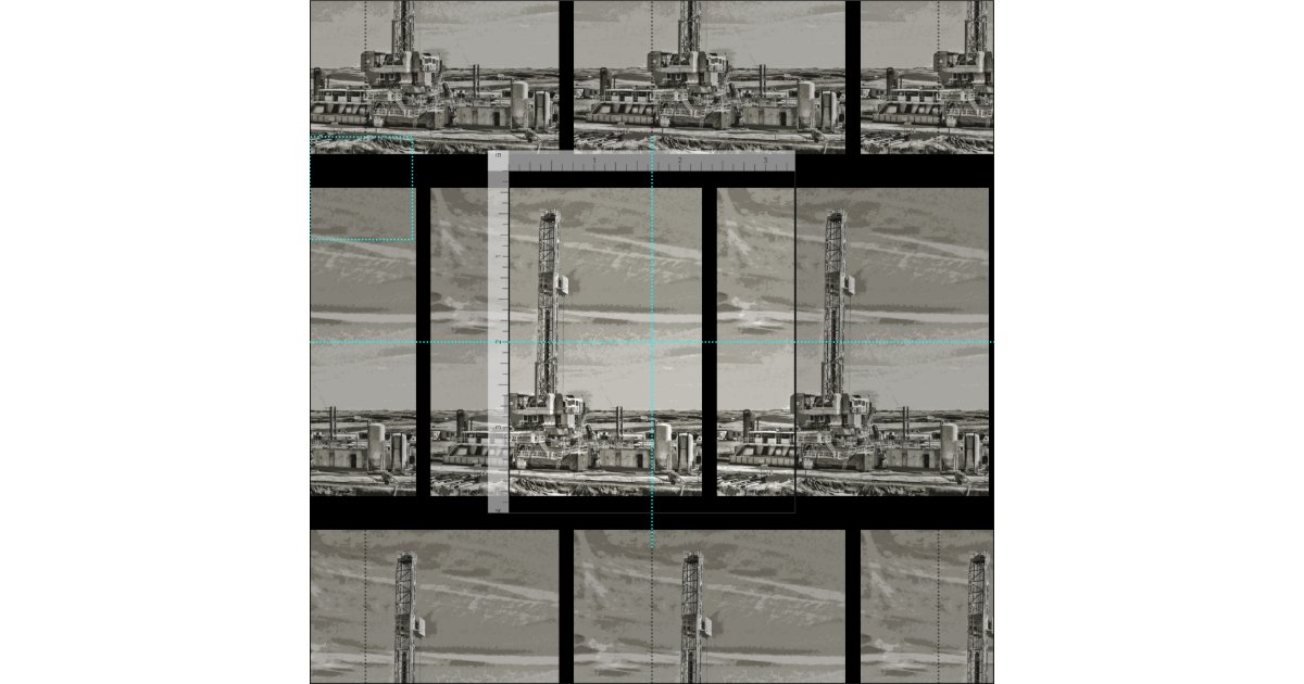 Oilfield Drilling Rig in Grey Tones Fabric | Zazzle