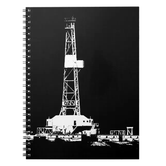 Oilfield Oil Drilling Rig Silhouette Notebook | Zazzle