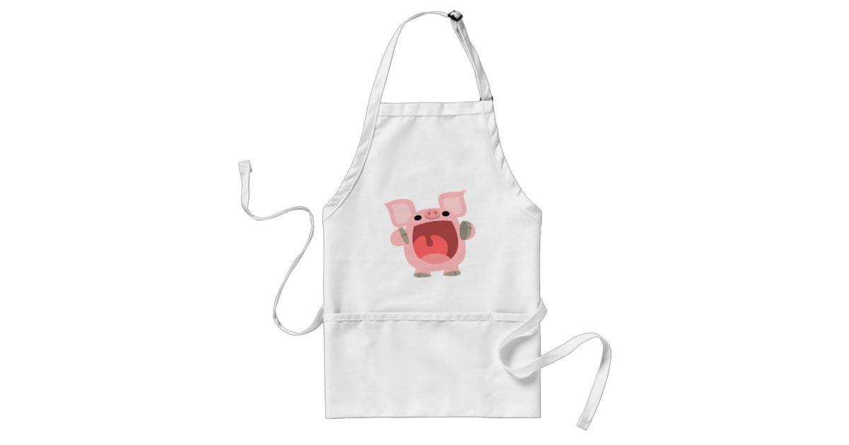 "OINK!!!" Cute Cartoon Pig Cooking Apron | Zazzle
