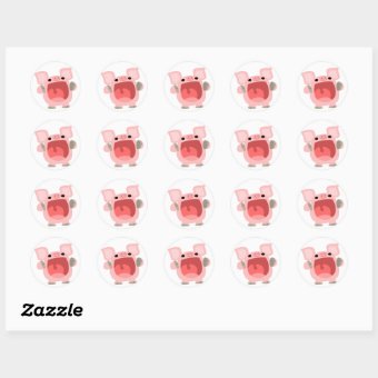 "OINK!!!" Cute Cartoon Pig Sticker | Zazzle