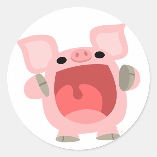 "OINK!!!" Cute Cartoon Pig Sticker | Zazzle.com