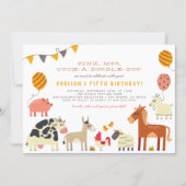 Oink Moo Cock-a-doodle-doo Farm Animals Birthday Invitation | Zazzle