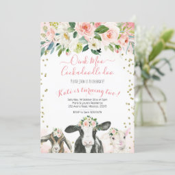 Oink Moo Cockadoodle Doo Girl Birthday Invitation | Zazzle