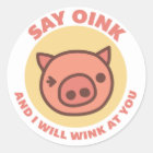 "OINK!!!" Cute Cartoon Pig Sticker | Zazzle.com