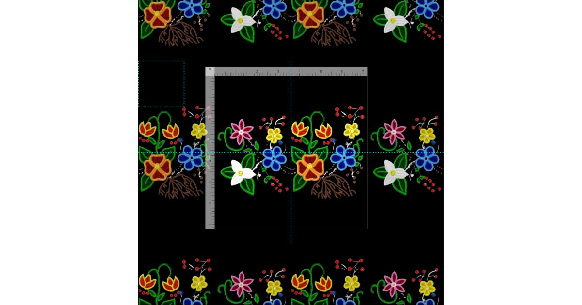 Ojibwe Floral Design with Black Background Fabric | Zazzle