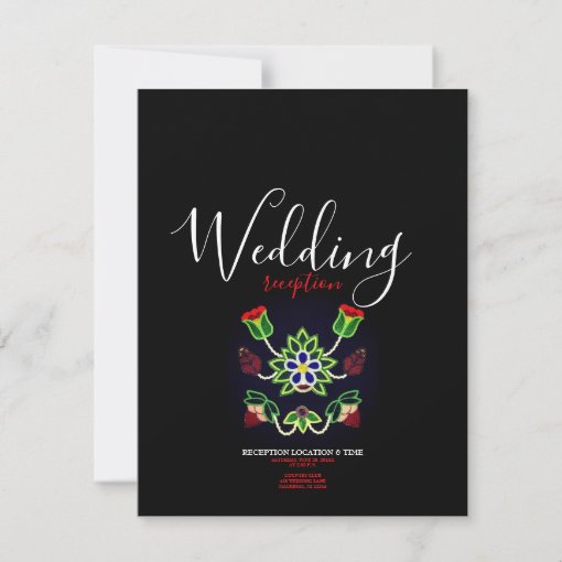 Ojibwe Floral Strawberry Black Wedding Invitation | Zazzle
