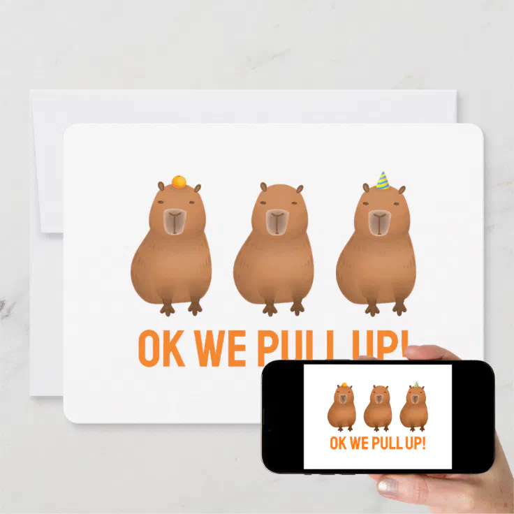 "Ok We Pull Up!" Capybara Meme Holiday Card | Zazzle