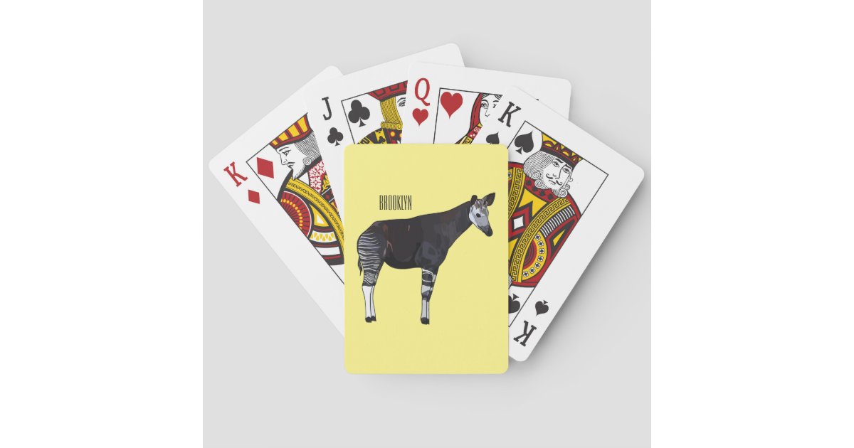 Okapi cartoon illustration poker cards | Zazzle