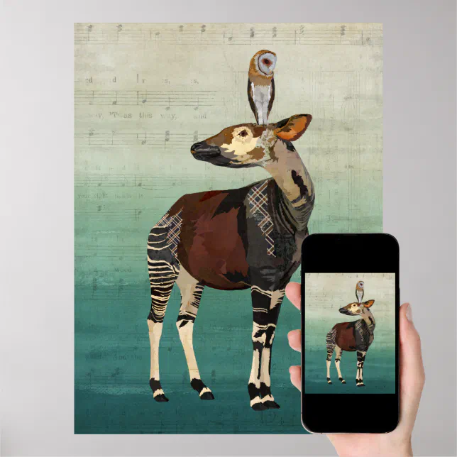 OKAPI & OWL Art Poster | Zazzle
