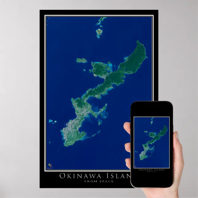 Okinawa Island Japan Satellite Poster Map | Zazzle