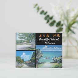 Okinawa Postcard with Three Original Paintings | Zazzle