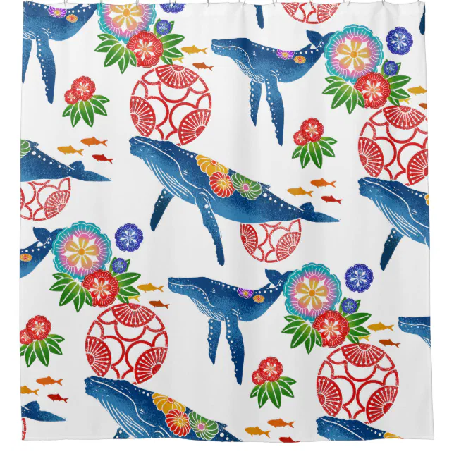 okinawan bingata style pattern shower curtain | Zazzle