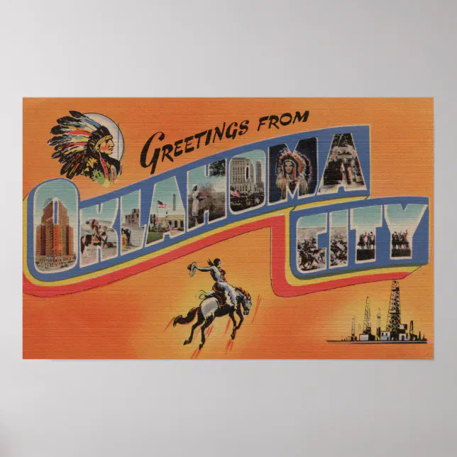 Oklahoma City, Oklahoma - Large Letter Scenes Poster | Zazzle