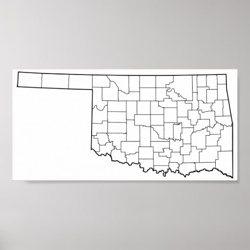 Oklahoma Counties Blank Outline Map Poster | Zazzle