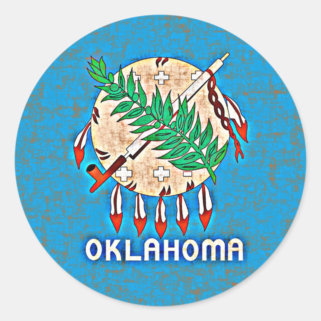 OKLAHOMA FLAG CLASSIC ROUND STICKER | Zazzle