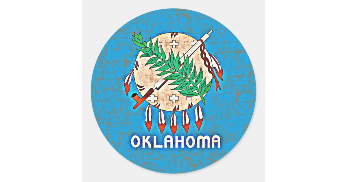 OKLAHOMA FLAG CLASSIC ROUND STICKER | Zazzle