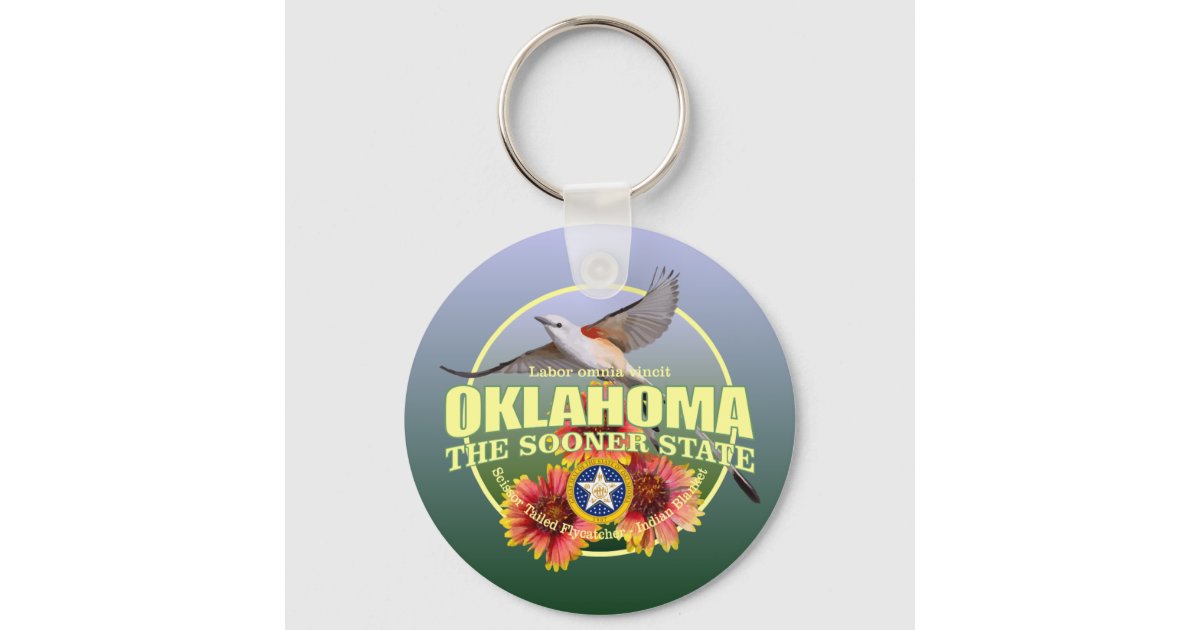 Oklahoma State Bird & Flower Keychain | Zazzle