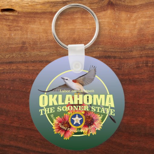 Oklahoma State Bird & Flower Keychain | Zazzle