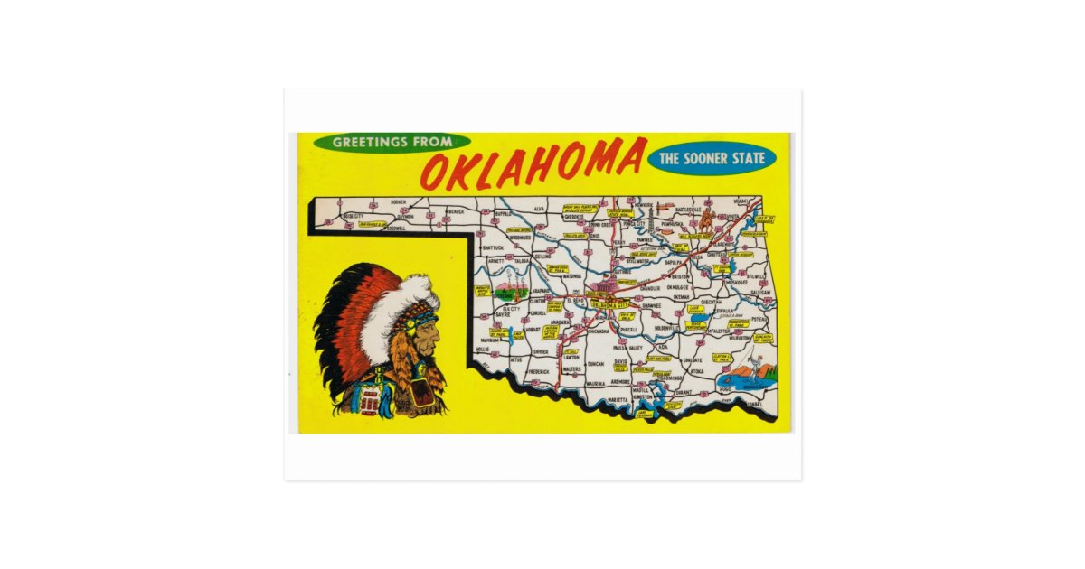 Oklahoma State Map Postcard | Zazzle.com