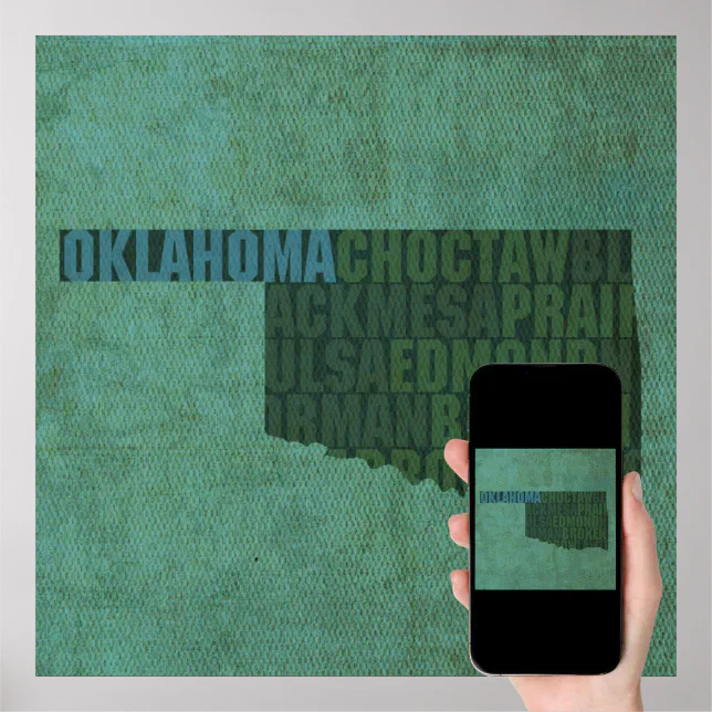 Oklahoma State Outline Word Map on Canvas Poster | Zazzle