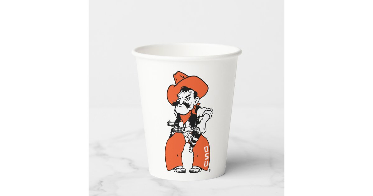 Oklahoma State University | Pistol Pete Paper Cups | Zazzle