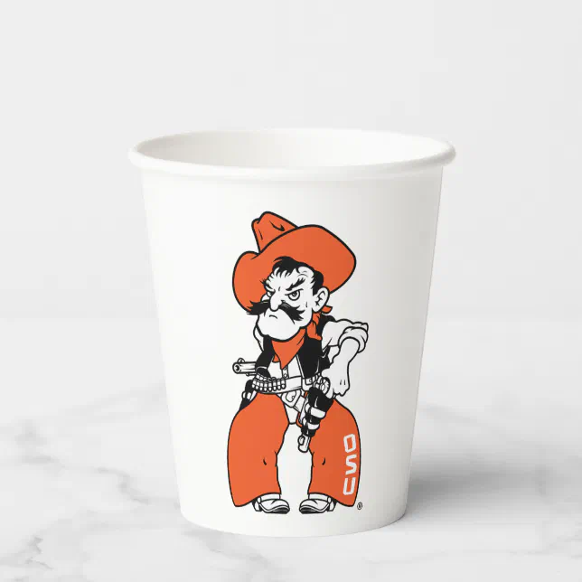 Oklahoma State University | Pistol Pete Paper Cups | Zazzle