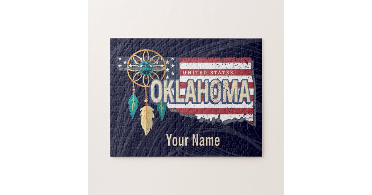 Oklahoma United States Retro Map Vintage USA Jigsaw Puzzle | Zazzle