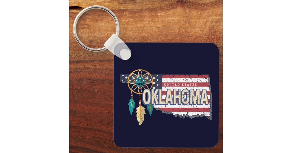 Oklahoma United States Retro Map Vintage USA Keychain | Zazzle