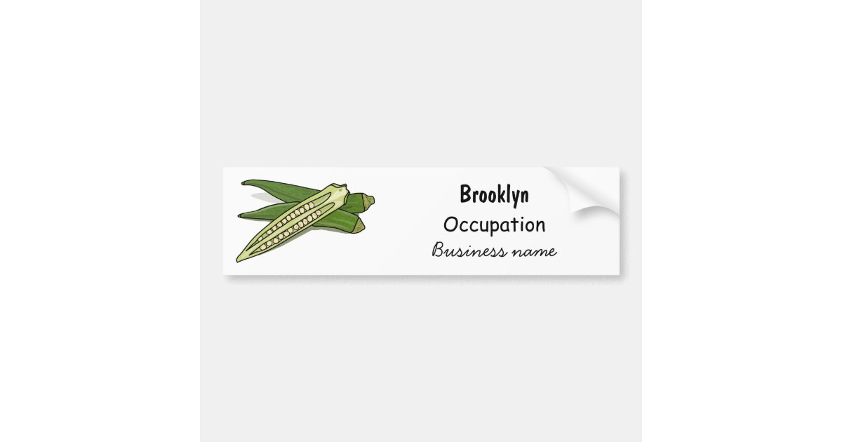 Okra cartoon illustration bumper sticker | Zazzle
