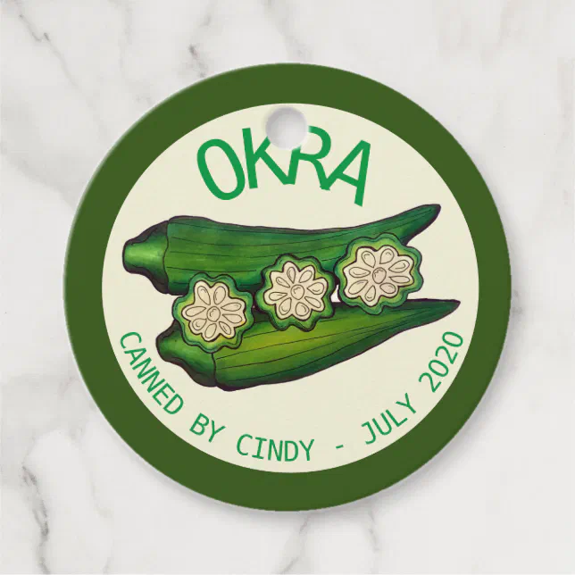 Okra Pods Veggie Vegetable Gumbo Canned Grown By Favor Tags | Zazzle