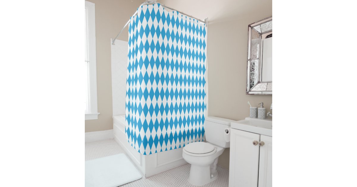 Oktoberfest Bavarian Blue and White Large Diagonal Shower Curtain | Zazzle