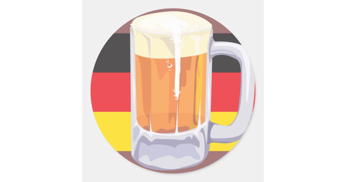 Oktoberfest Beer and German Flag Classic Round Sticker | Zazzle