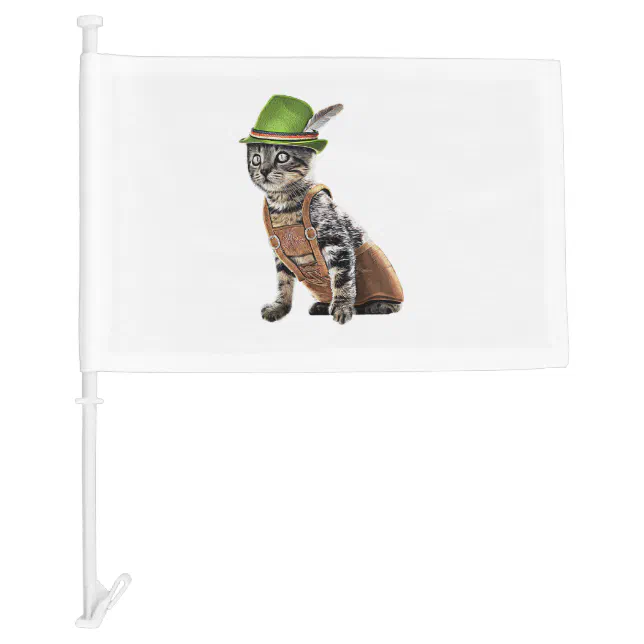Oktoberfest Cat Bavarian Lederhosen Costume Alpine Car Flag | Zazzle