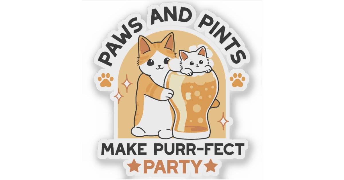 Oktoberfest Cat Party Paws and Pints Sticker | Zazzle