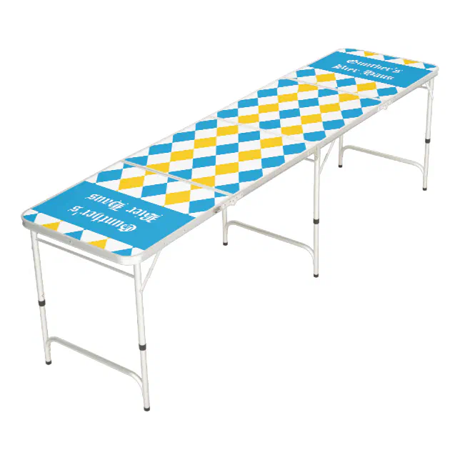Oktoberfest Custom Business Name Blue Yellow White Beer Pong Table | Zazzle