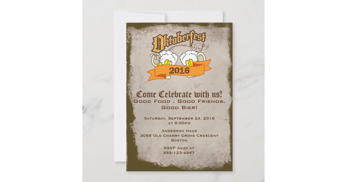 Oktoberfest German Festival Beer Steins Party Invitation | Zazzle